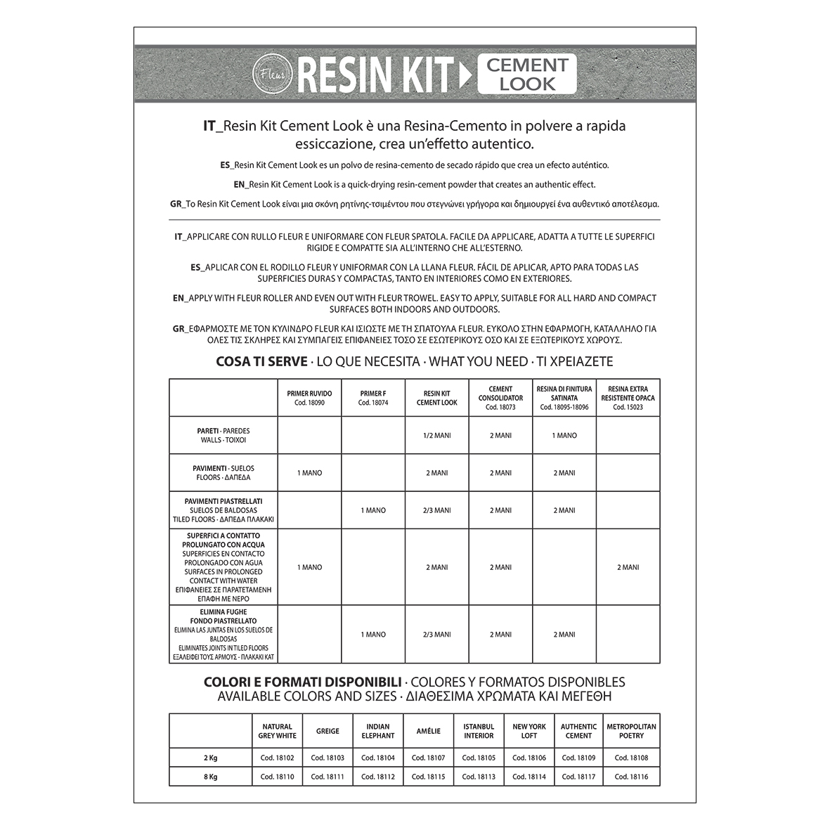 Vendita online Fleur resin kit cement look 8 kg - authentic cement