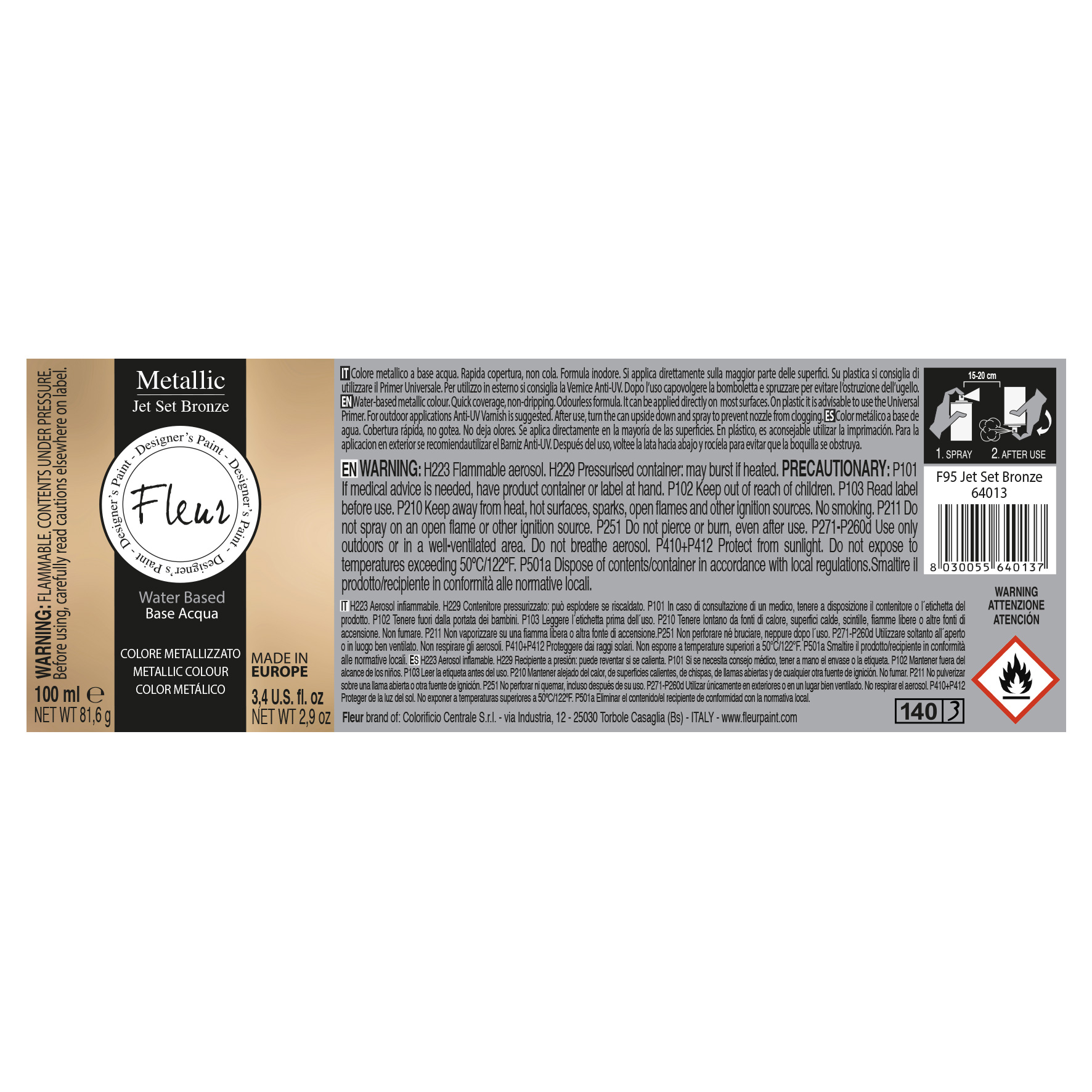 Vendita online Colore metallizzato - fleur spray 100 ml - f95 jet set ...